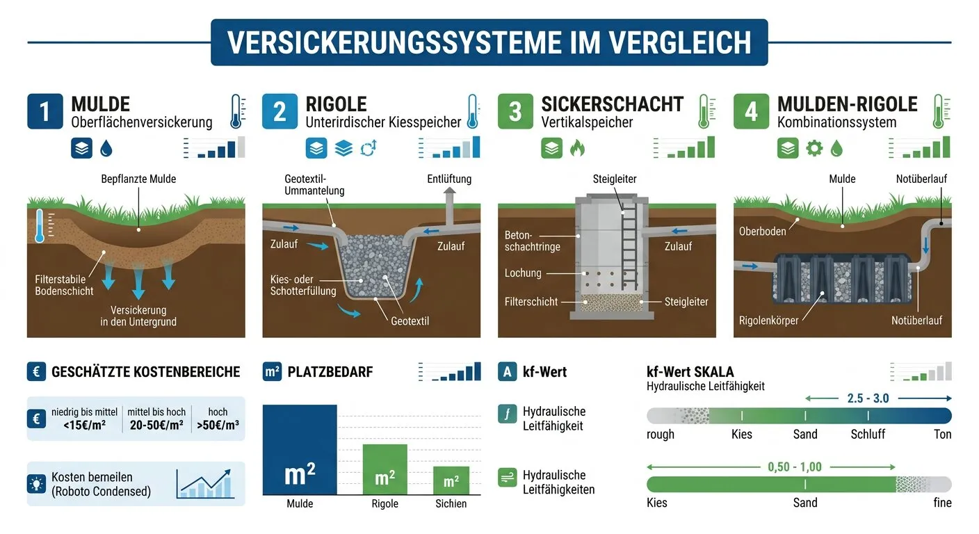 Rigolen und Versickerungssysteme im Vergleich